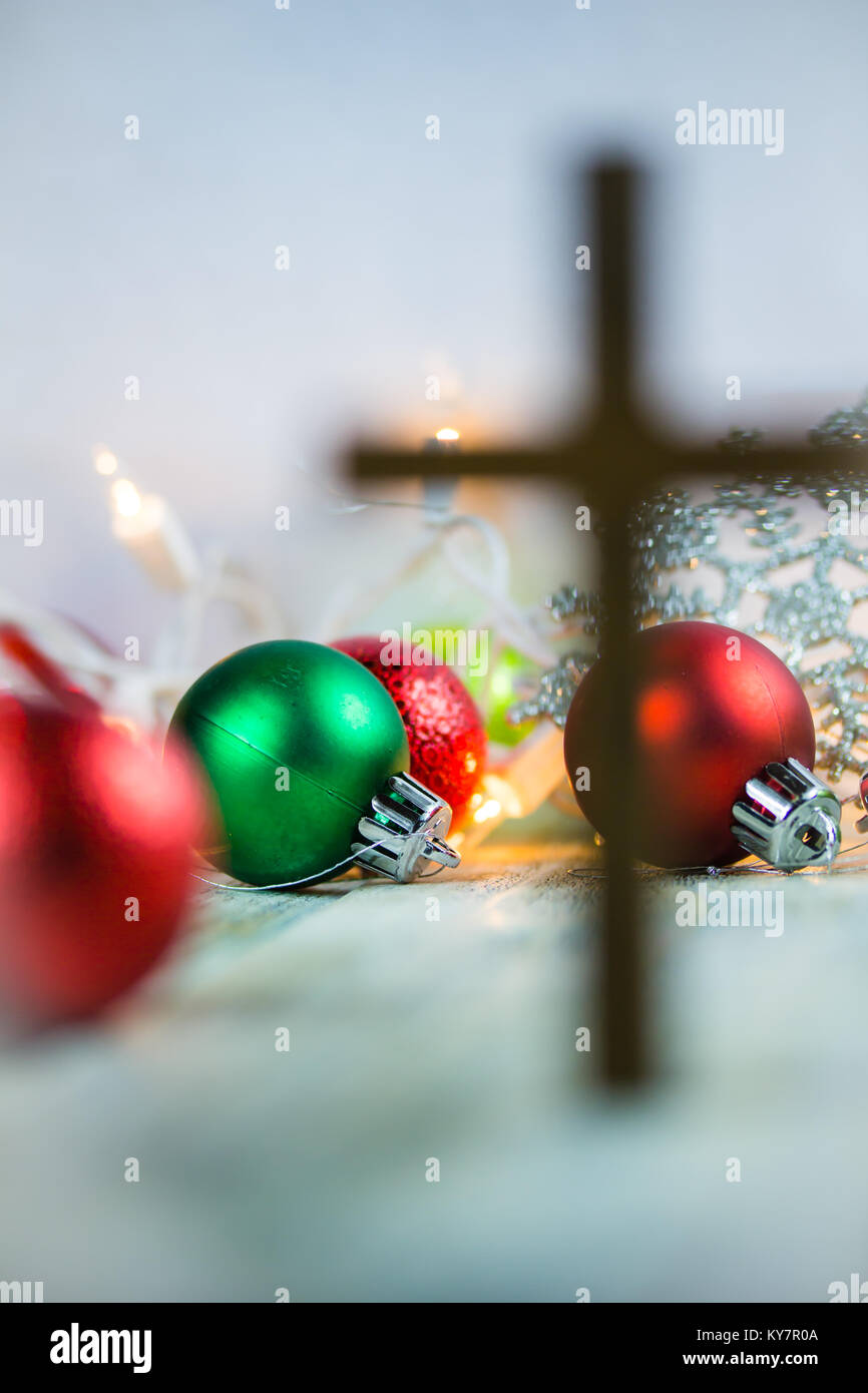 A holy Christian cross and Christmas holiday theme background Stock ...