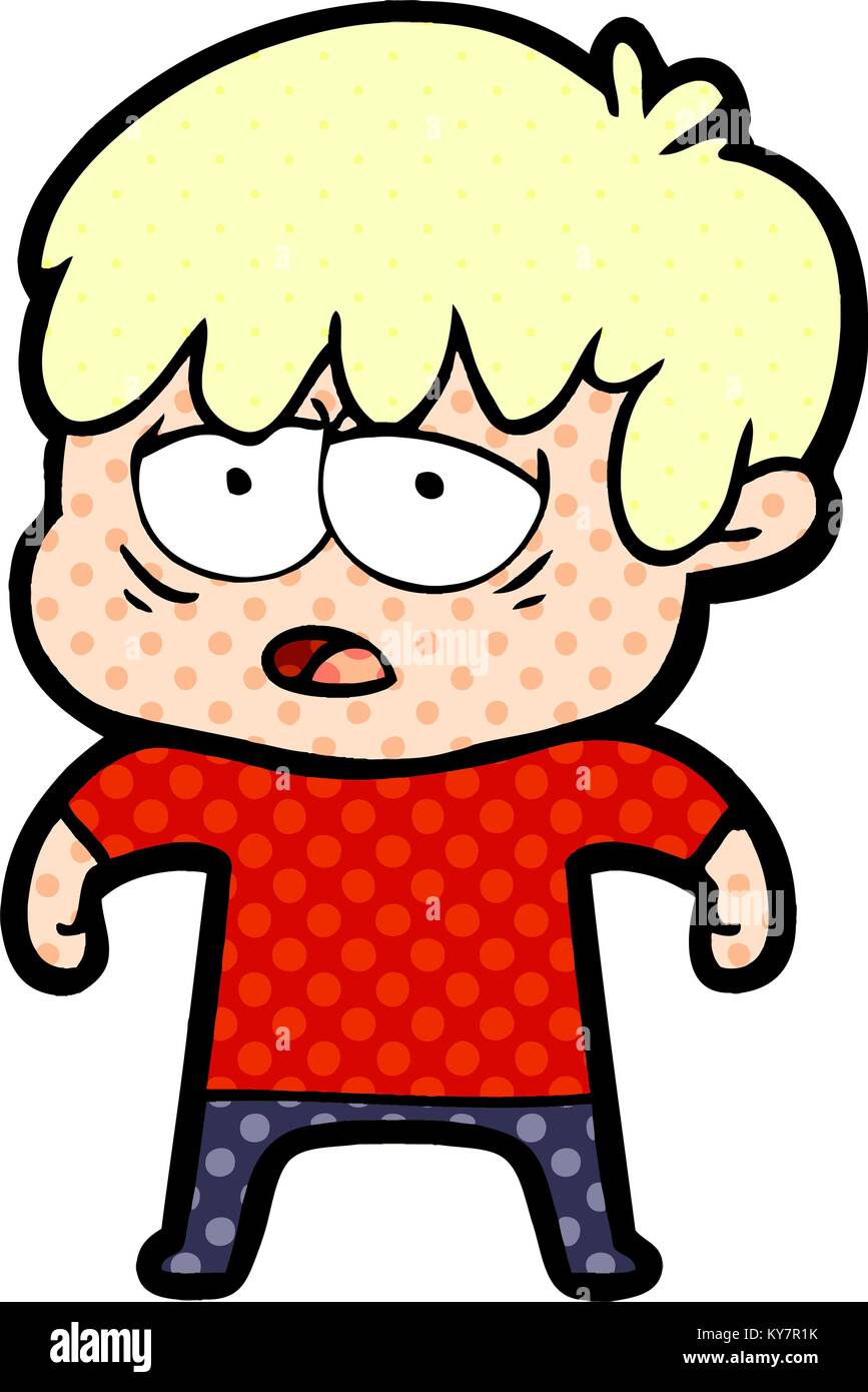 cartoon exhausted boy Stock Vector Image & Art - Alamy
