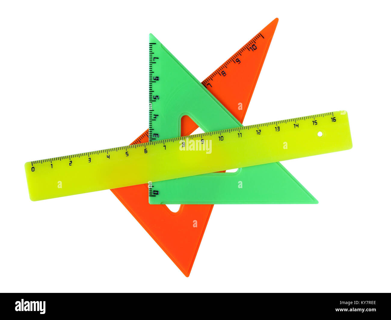 Color plastic drafting tools set isolated on white background with ...