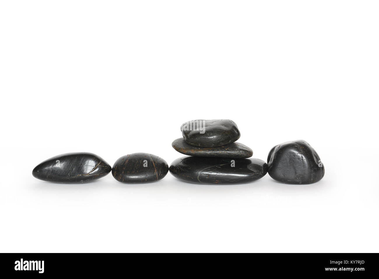 Few black stones isolated on white background with clipping path Stock ...