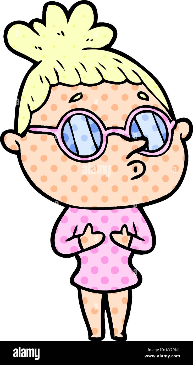 cartoon woman wearing glasses Stock Vector Image & Art - Alamy