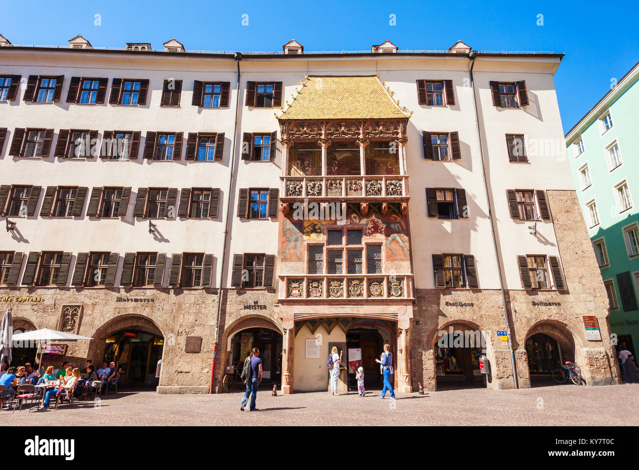 INNSBRUCK, AUSTRIA - MAY 21, 2017: The Goldenes Dachl or Golden Roof is ...