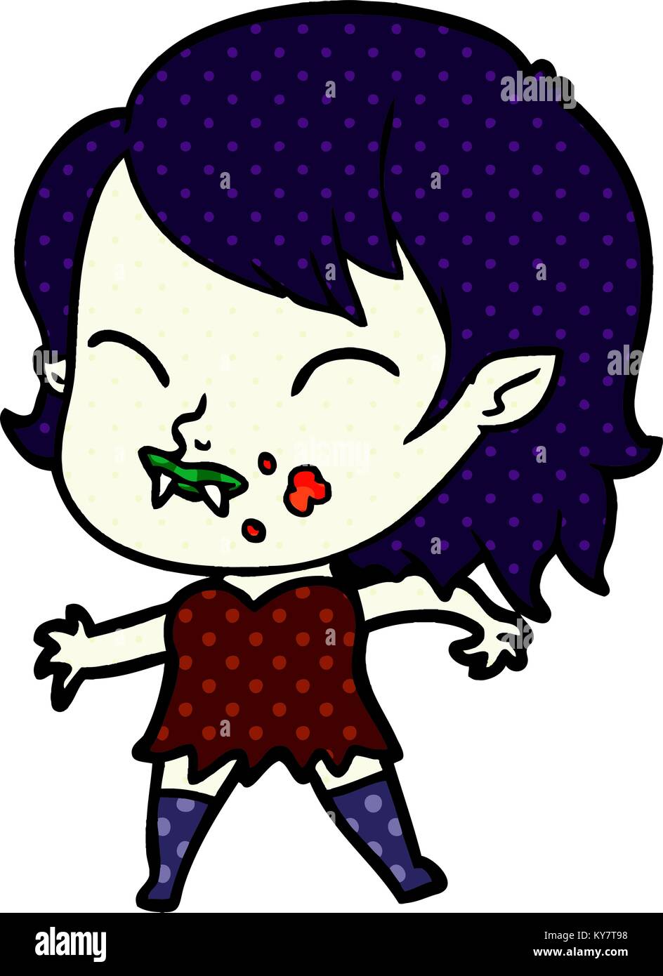 cartoon vampire girl with blood on cheek Stock Vector Image & Art - Alamy