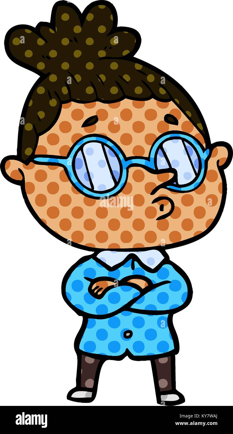 cartoon woman wearing glasses Stock Vector Image & Art - Alamy