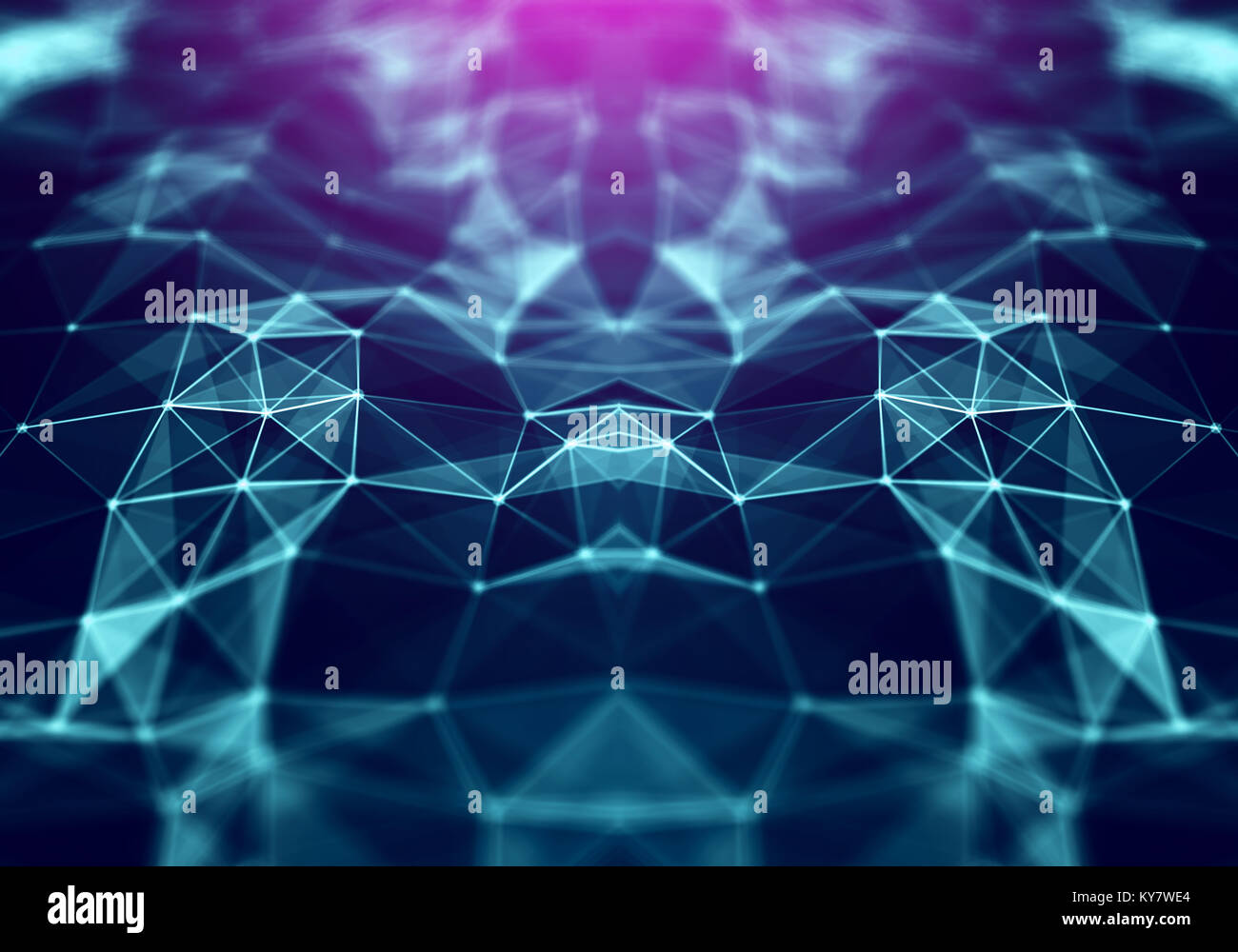 Abstract polygonal space low poly background. Connecting dots and lines in triangles structure ...