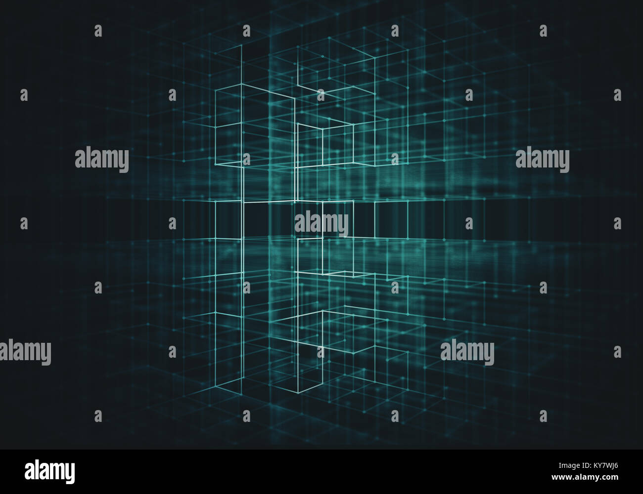 Abstract background with wireframe of transparency cube. Polygonal 3d ...