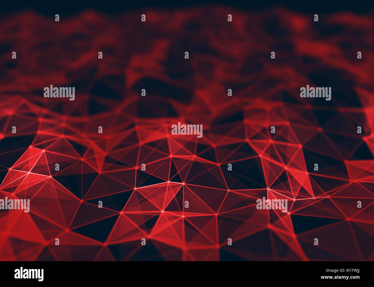 Abstract polygonal dark red low poly background. Connecting dots and lines in triangles ...