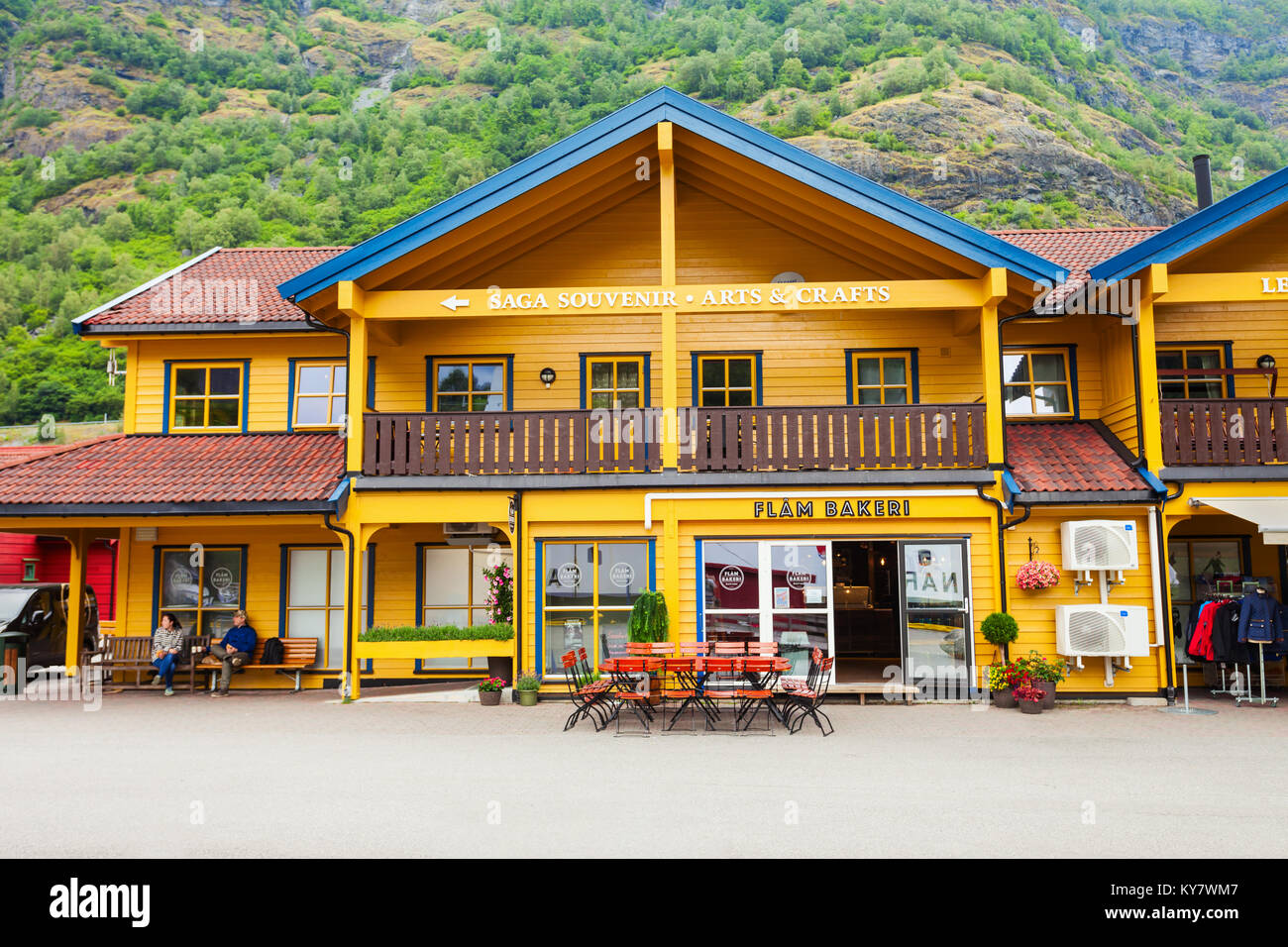 FLAM, NORWAY - JULY 26, 2017: Souvenir store at the centre of Flam ...