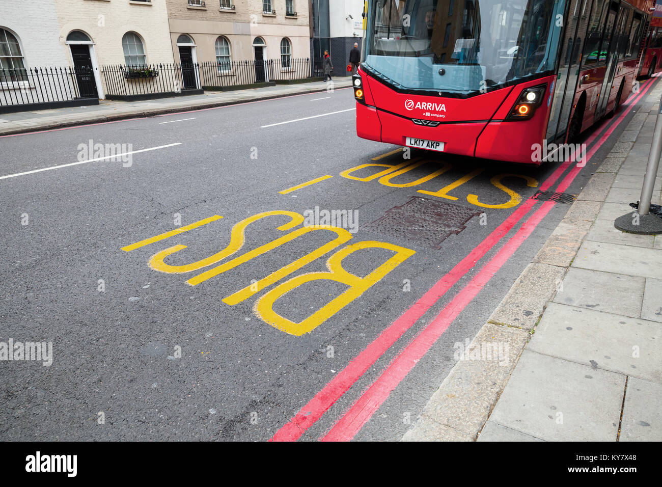 London, United Kingdom - October 31, 2017: Modern Red double-decker bus ...