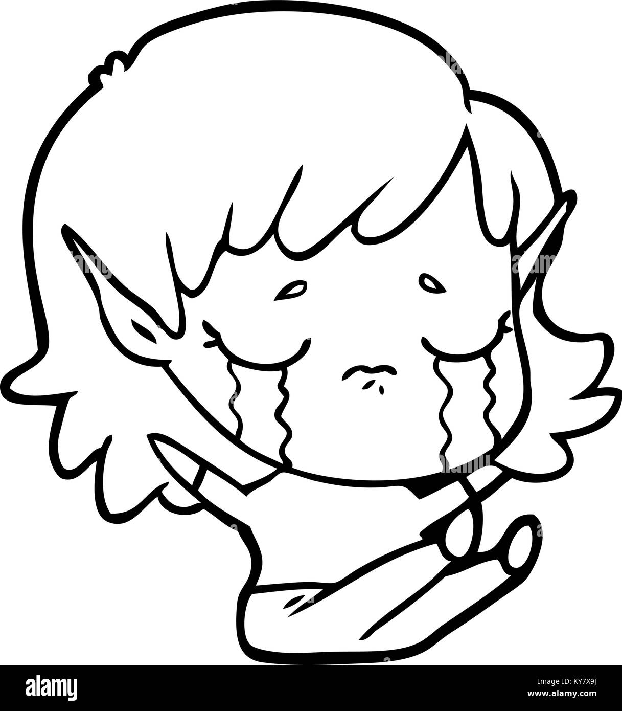 cartoon crying elf girl Stock Vector Image & Art - Alamy