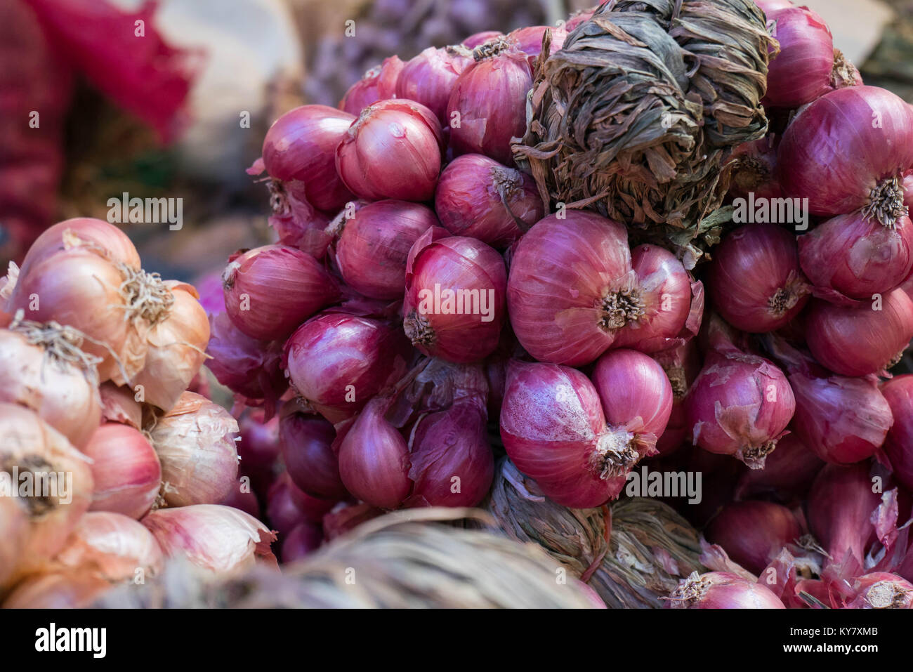 dry shallots in market for cooking, nature food Stock Photo - Alamy