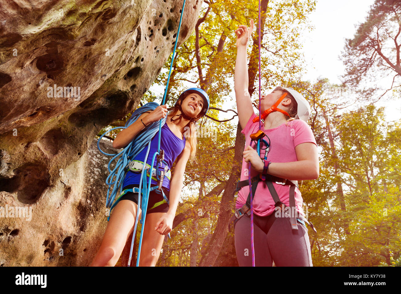 Two girls in harness hi-res stock photography and images - Alamy