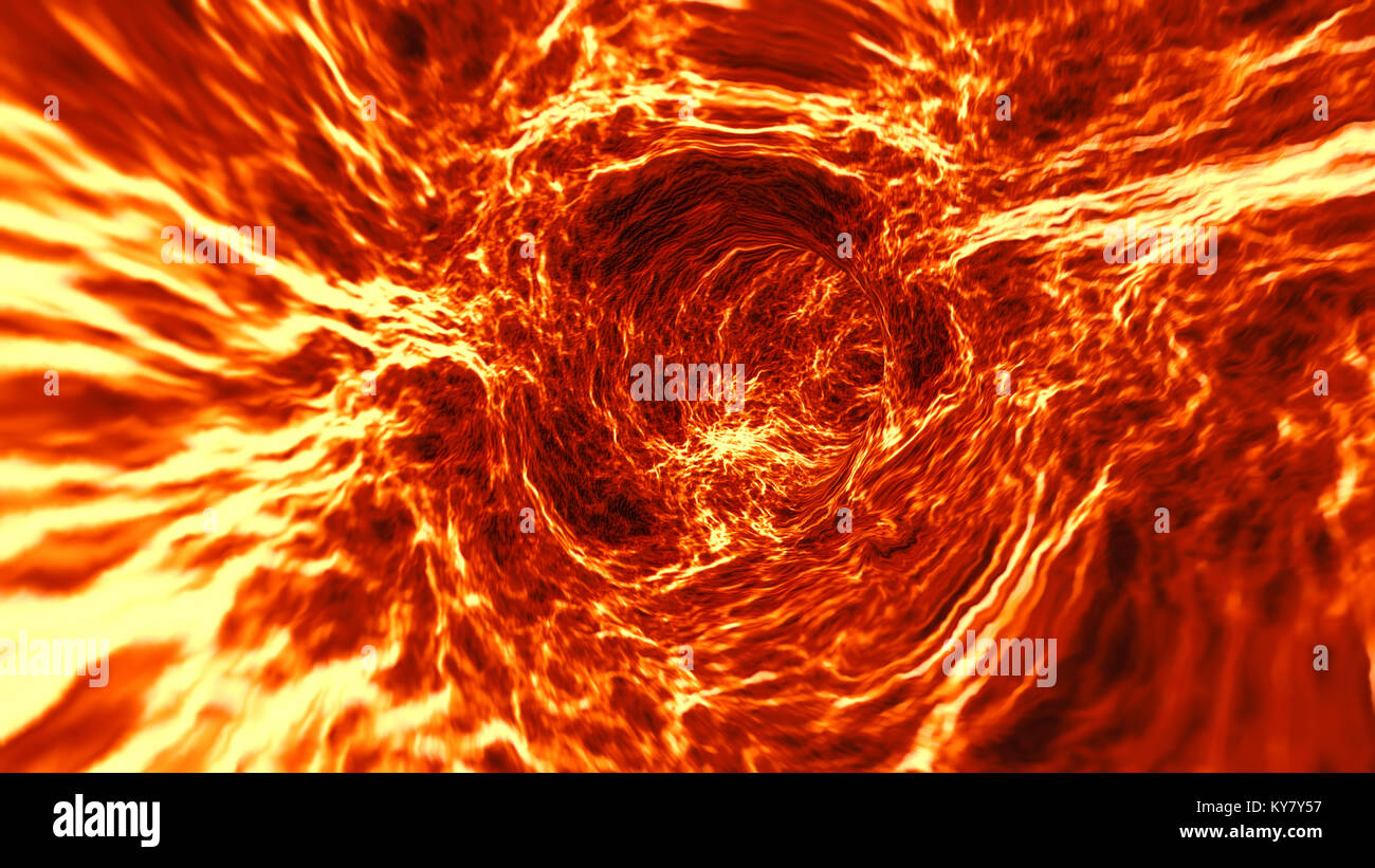 Going through abstract blazing lava tunnel or vortex Stock Photo - Alamy