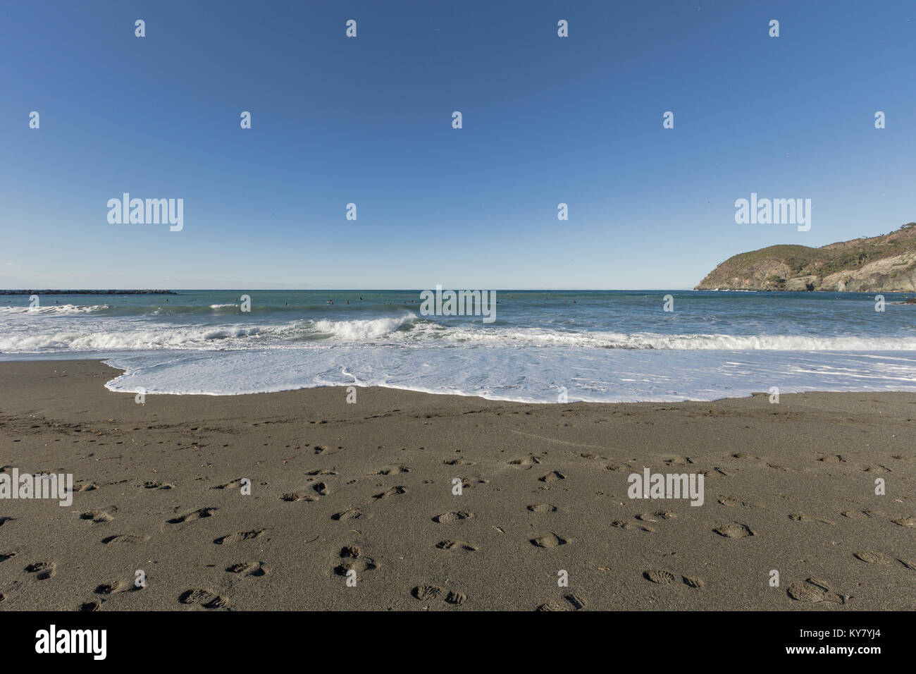 view of Levanto beach in the 5 lands in Liguria, Italy Stock Photo - Alamy