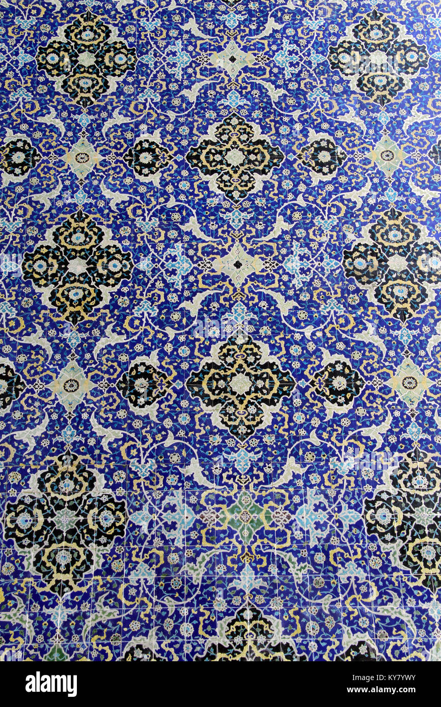 Decoration tile on the wall of mosque in Esfahan, Iran Stock Photo - Alamy