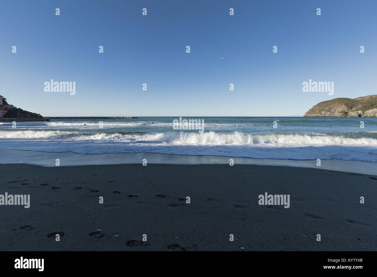 view of Levanto beach in the 5 lands in Liguria, Italy Stock Photo - Alamy