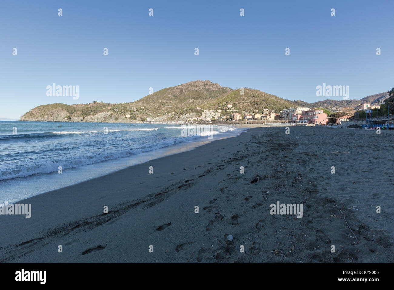 view of Levanto beach in the 5 lands in Liguria, Italy Stock Photo - Alamy