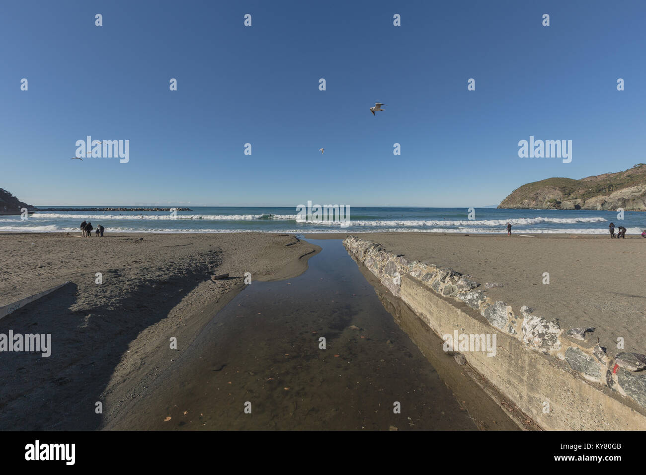 view of Levanto beach in the 5 lands in Liguria, Italy Stock Photo - Alamy