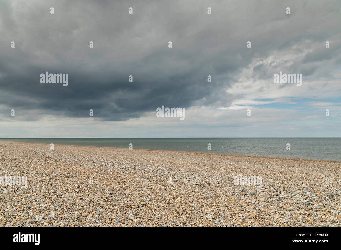 An image of storm clouds approaching the shingle beach near Blakeney ...