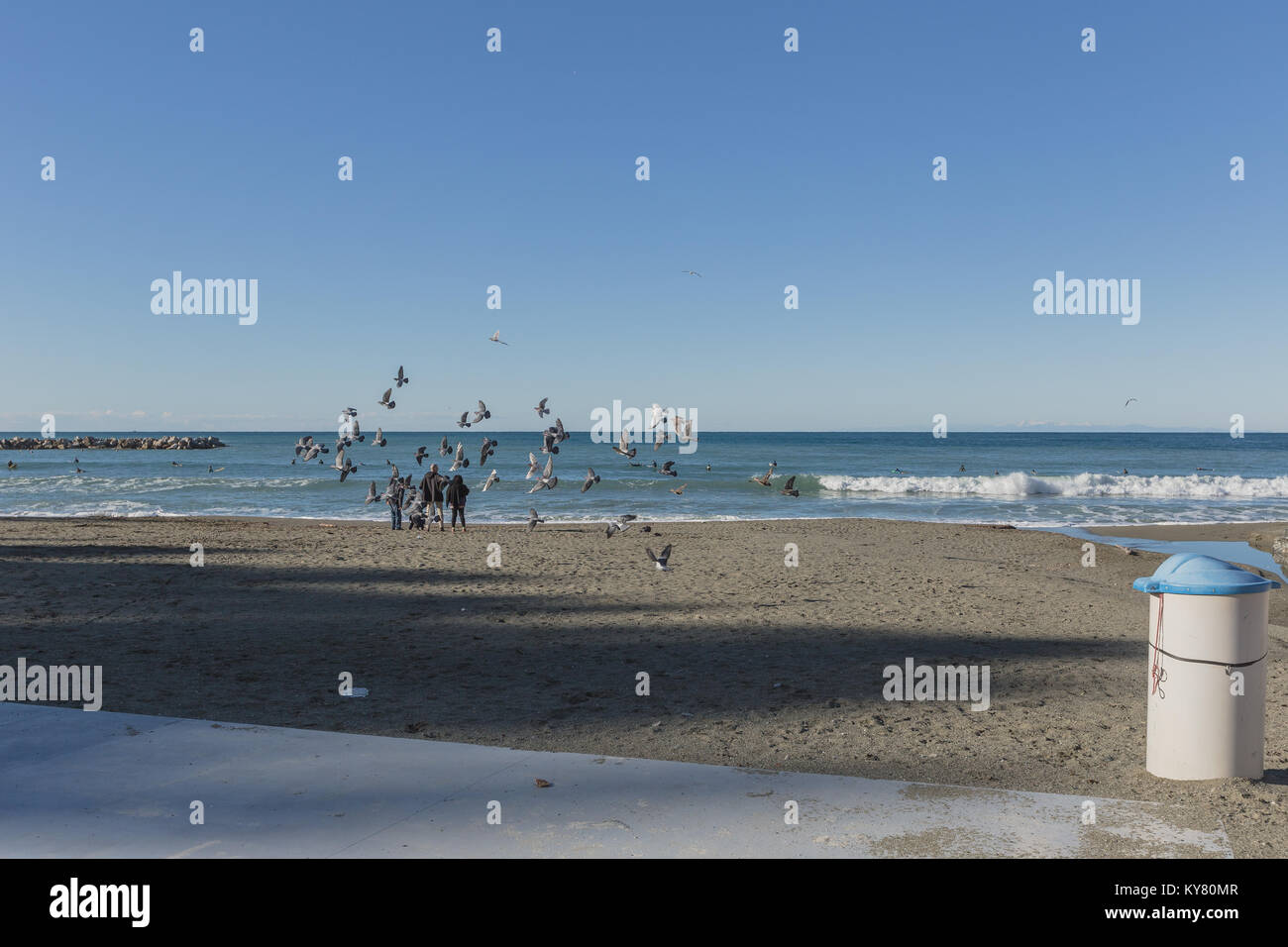 view of Levanto beach in the 5 lands in Liguria, Italy Stock Photo - Alamy