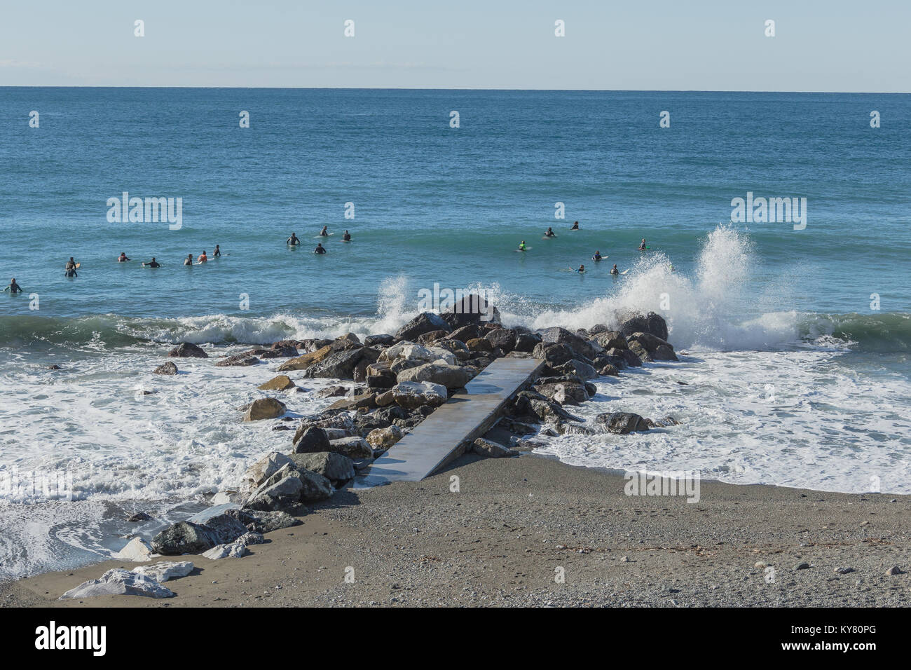 view of Levanto beach in the 5 lands in Liguria Stock Photo - Alamy