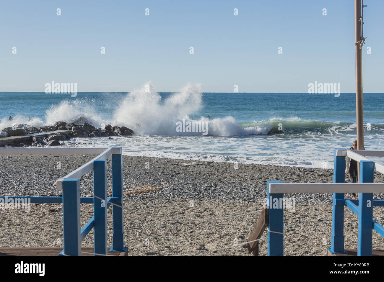 view of Levanto beach in the 5 lands in Liguria Stock Photo - Alamy