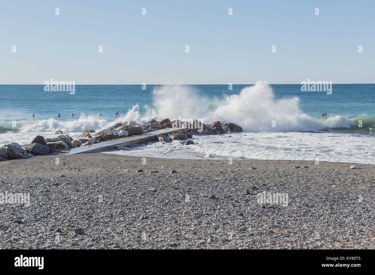 view of Levanto beach in the 5 lands in Liguria Stock Photo - Alamy