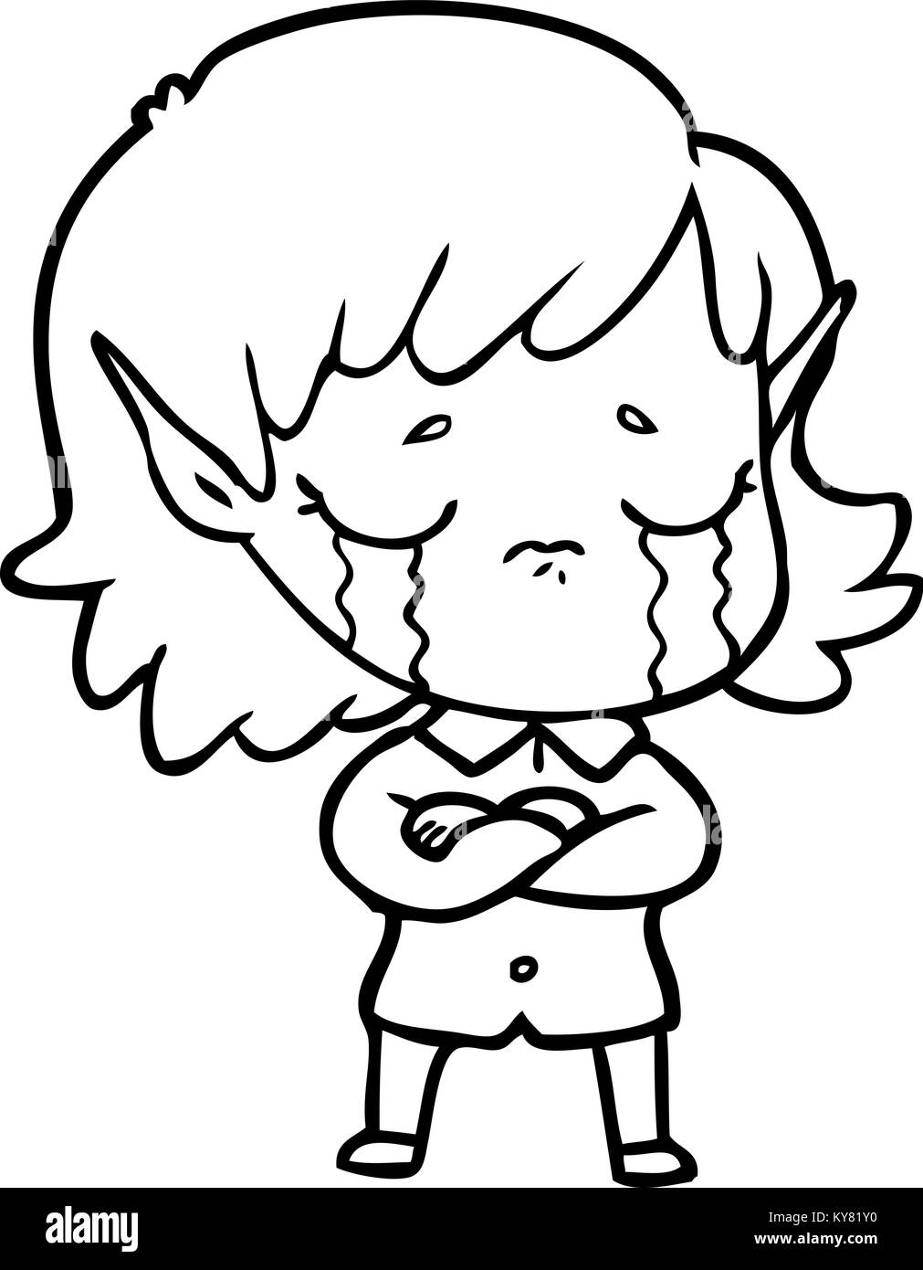 cartoon crying elf girl Stock Vector Image & Art - Alamy