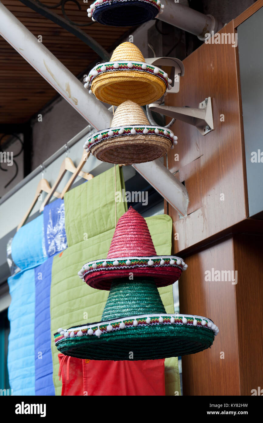 falling colourful hats Stock Photo - Alamy