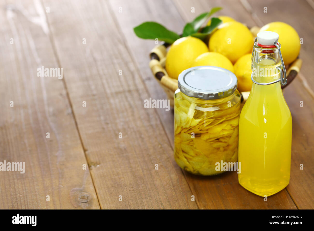 homemade limoncello, italian traditional lemon liqueur Stock Photo - Alamy