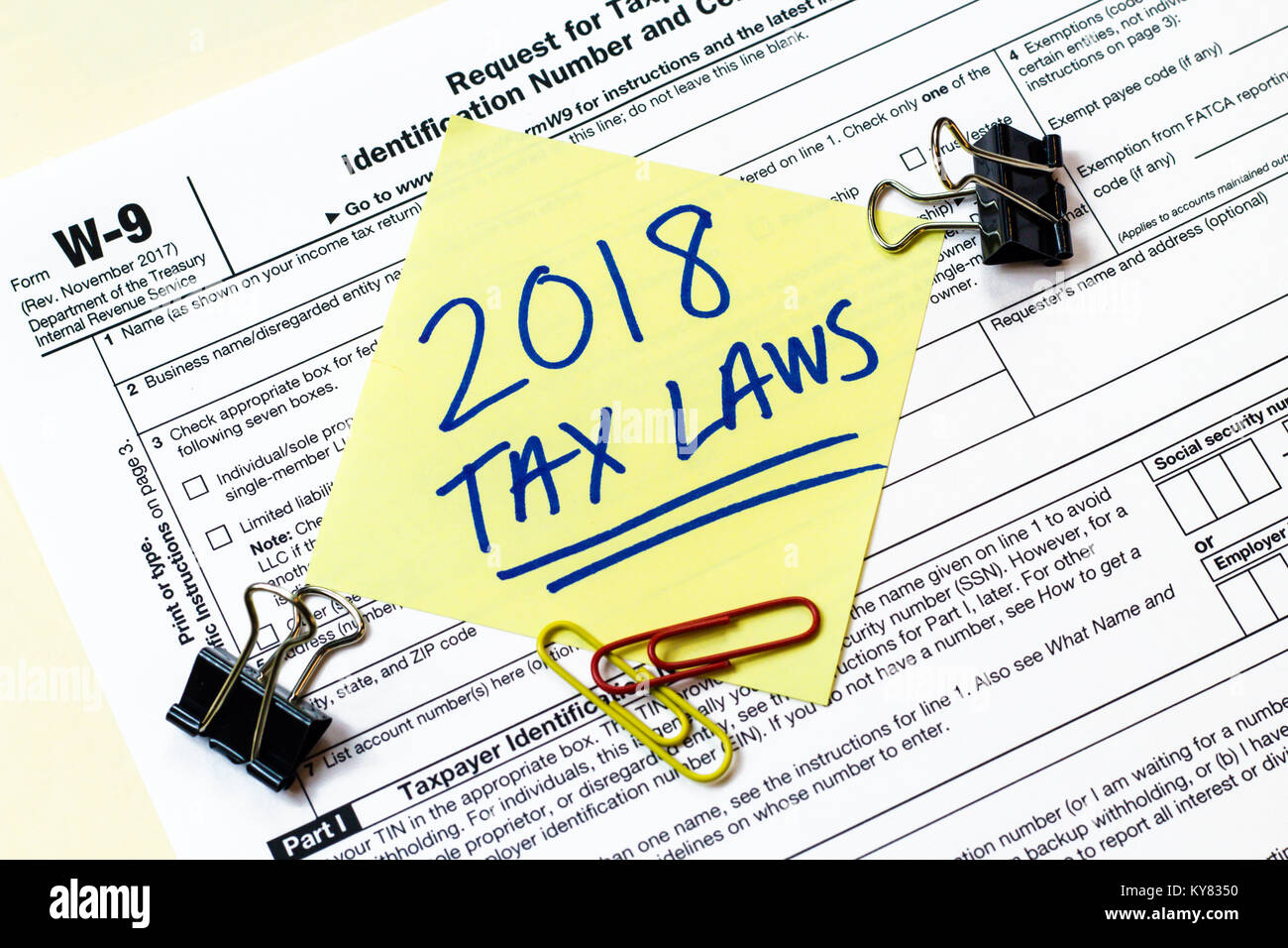 A 2018 Federal income tax laws W9 form Stock Photo - Alamy