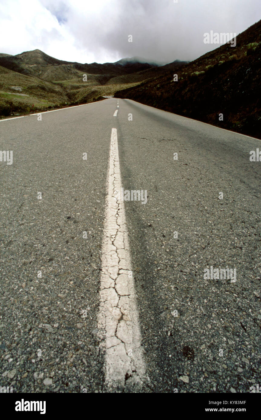 Mountain landscape, road to in Pico El Aguila Merida Venezuela Stock ...
