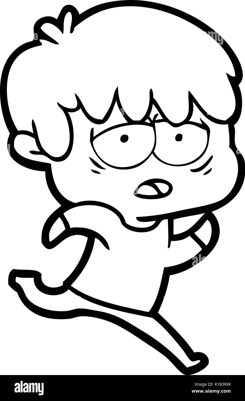 cartoon exhausted boy Stock Vector Image & Art - Alamy