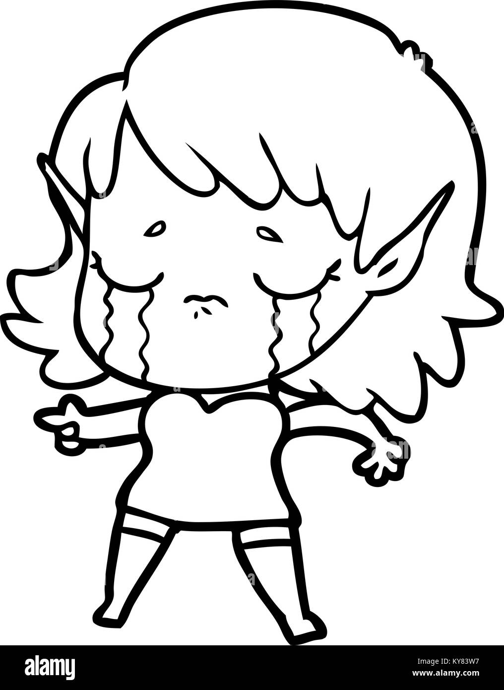 cartoon crying elf girl Stock Vector Image & Art - Alamy