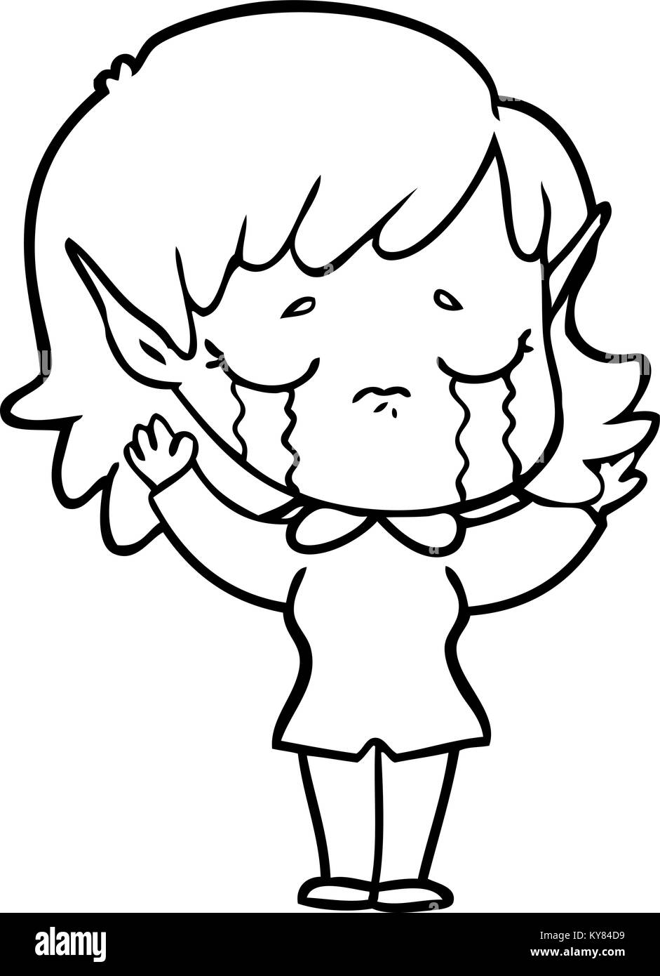 cartoon crying elf girl Stock Vector Image & Art - Alamy