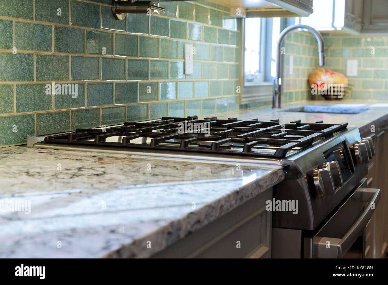 Close up image of the gas stove steal standing on kitchen gas stove ...