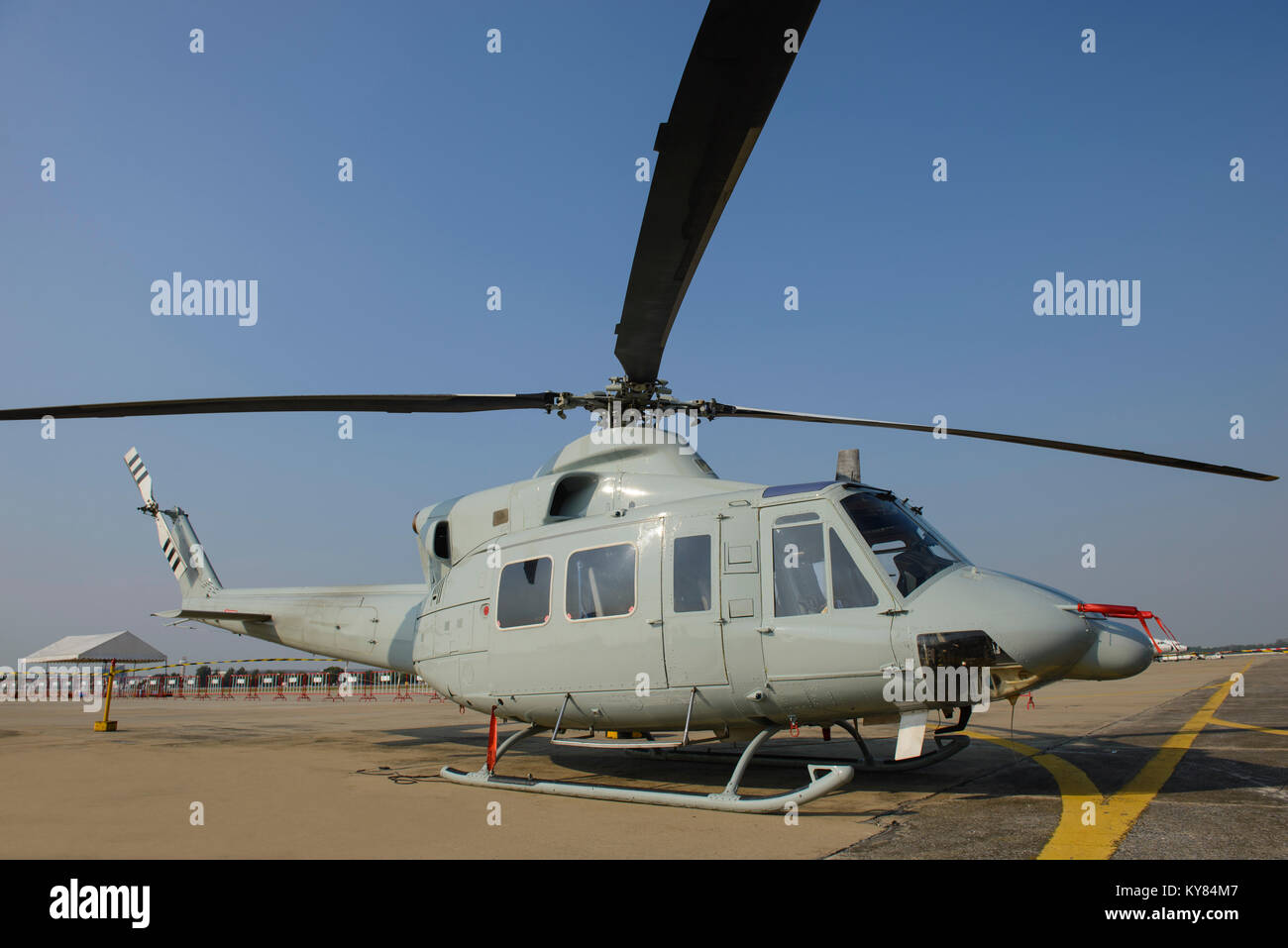 Military helicopter at a base Stock Photo - Alamy