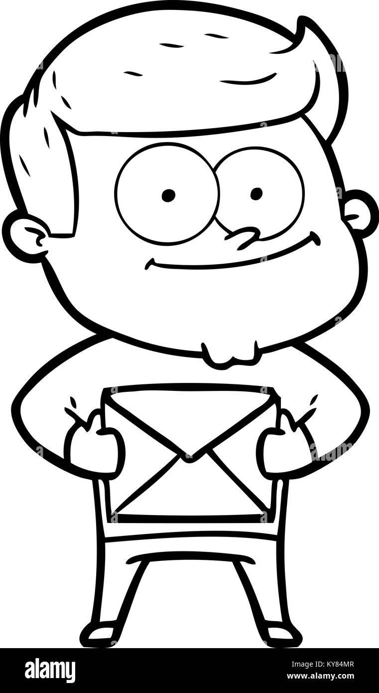 cartoon happy man holding letter Stock Vector Image & Art - Alamy