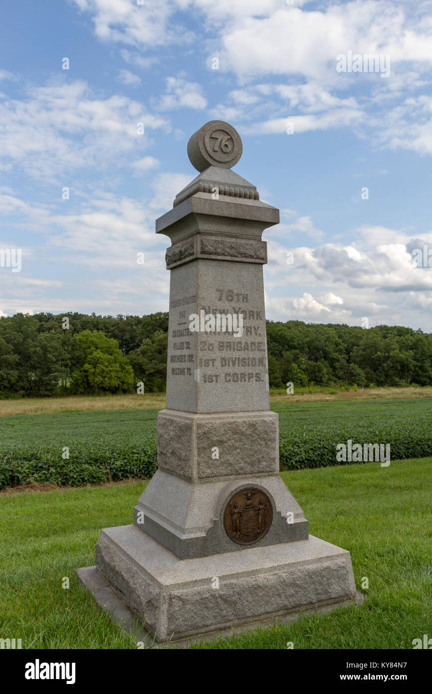 The 76th New York Infantry Monument, Gettysburg National Military Park ...