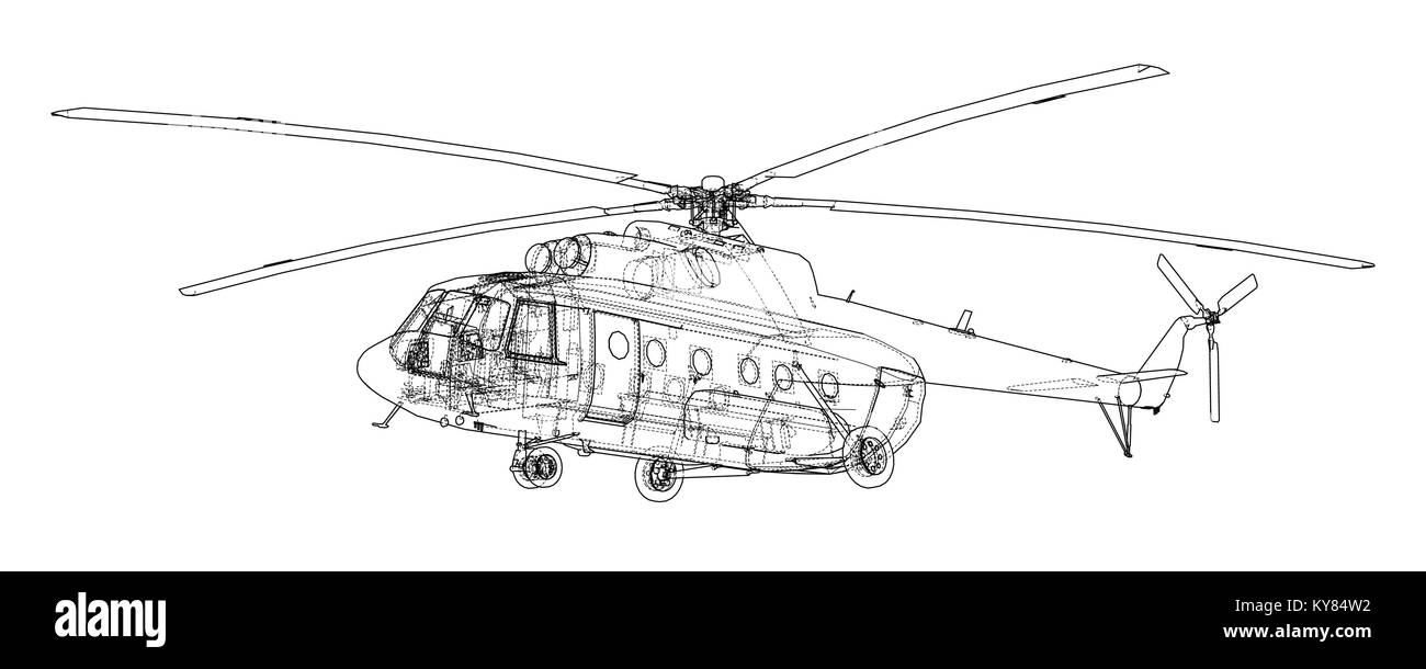 Engineering drawing of helicopter Stock Vector Image & Art - Alamy