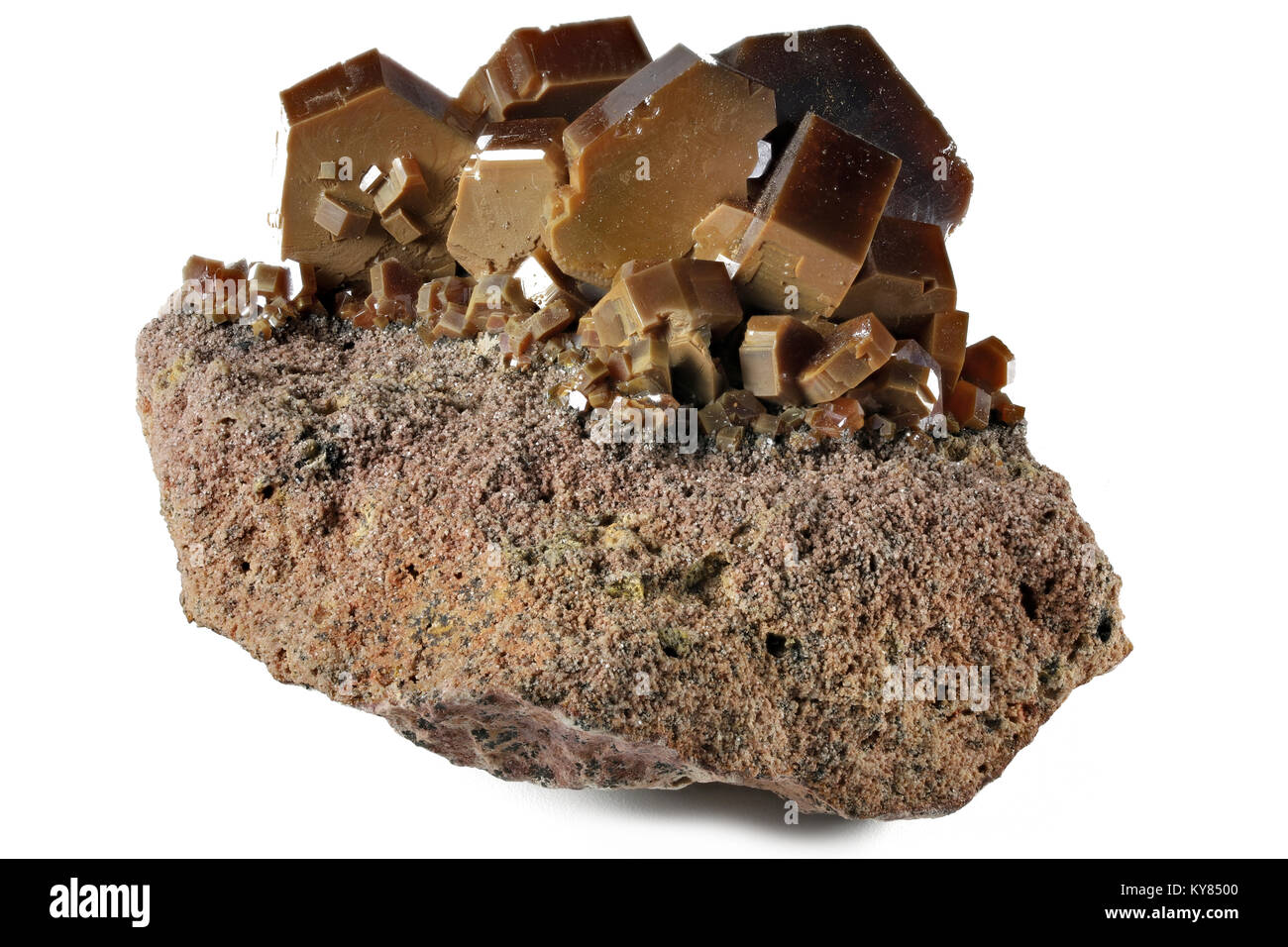 pyromorphite from Moulay Bouazza/ Morocco isolated on white background ...