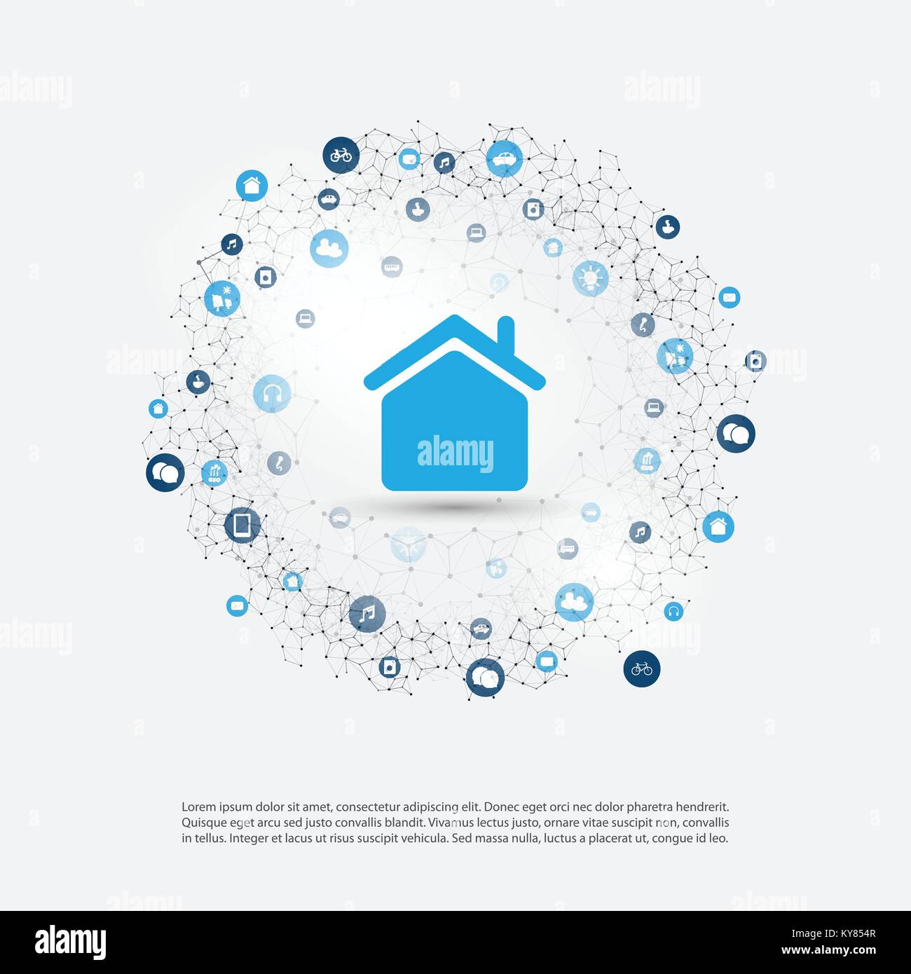 Smart Home, Internet of Things or Cloud Computing Design Concept with Icons - Digital Network ...