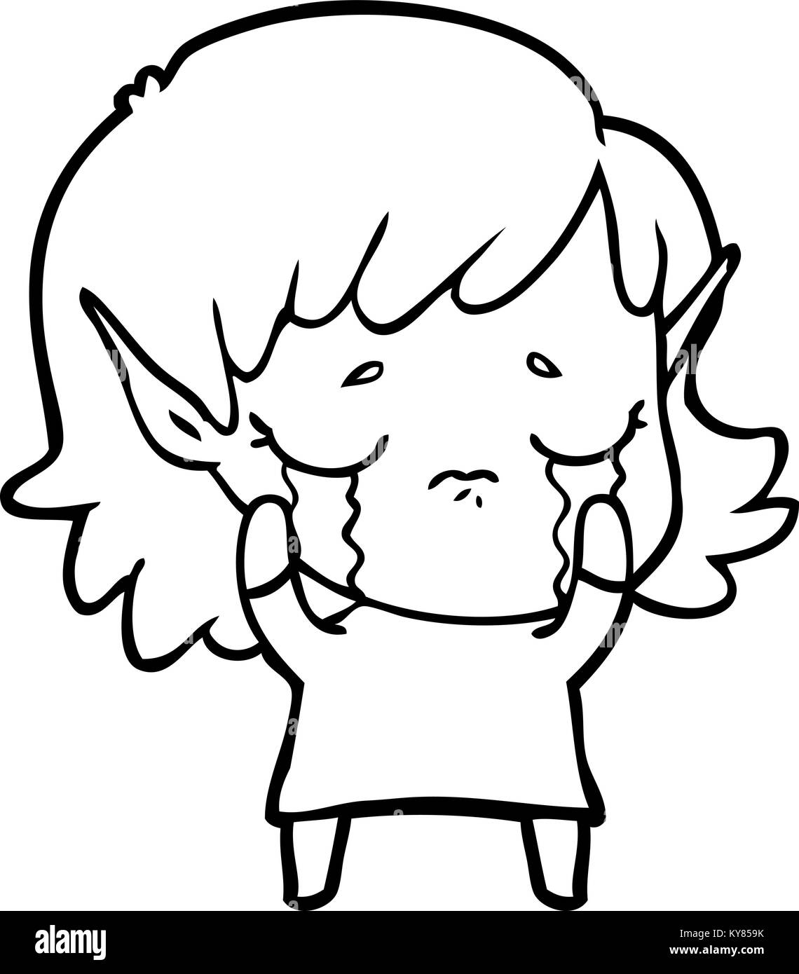 cartoon crying elf girl Stock Vector Image & Art - Alamy