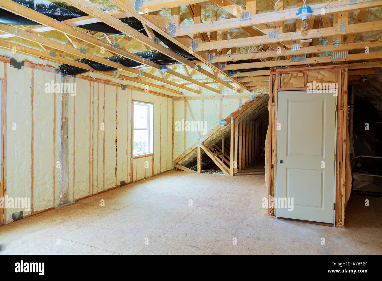 Heat isolation in a new prefabricated house with mineral wool and wood ...