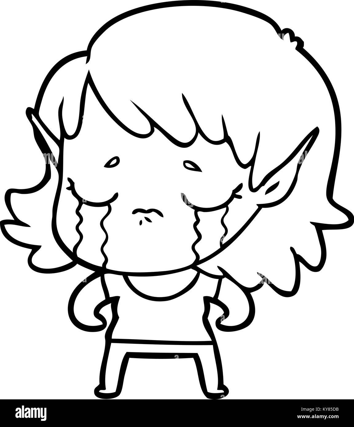 cartoon crying elf girl Stock Vector Image & Art - Alamy