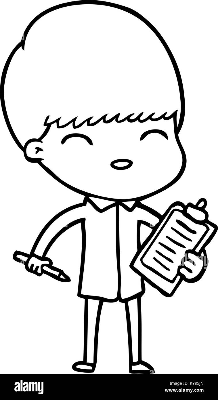 cartoon boy taking notes Stock Vector Image & Art - Alamy