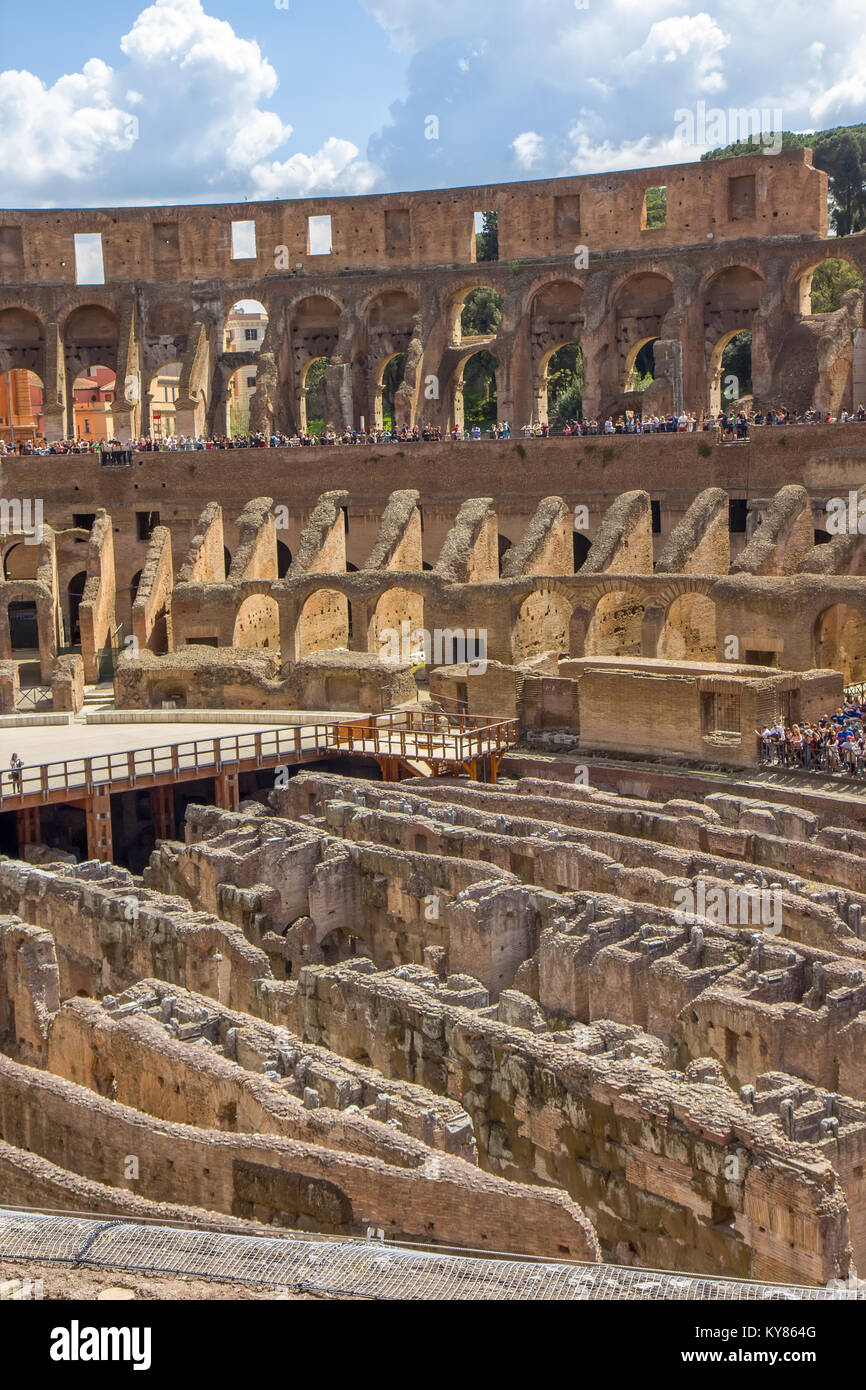 Detail from interior of the Roman Colosseum amphiteater in Rome, Italy ...