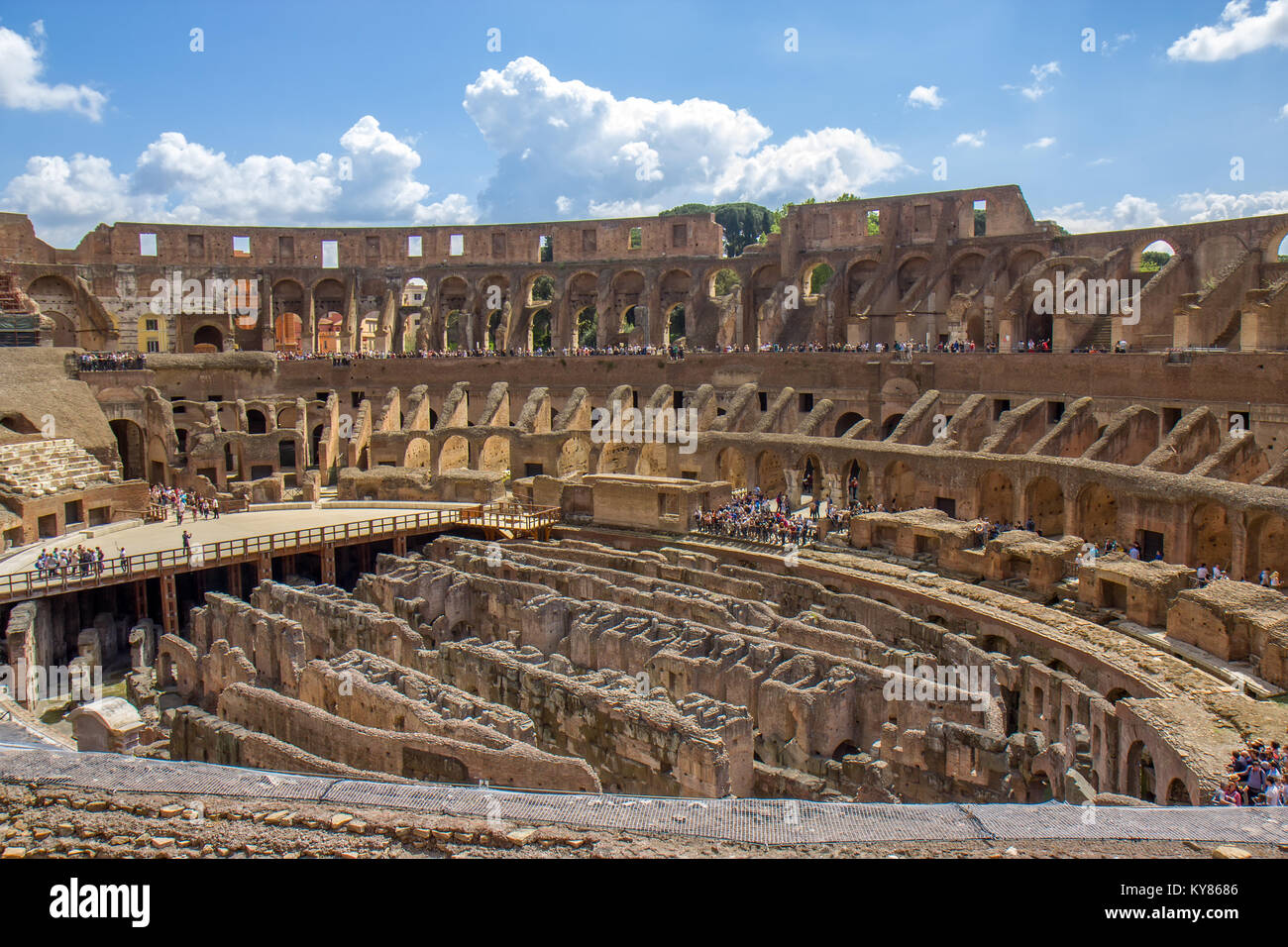 Detail from interior of the Roman Colosseum amphiteater in Rome, Italy ...