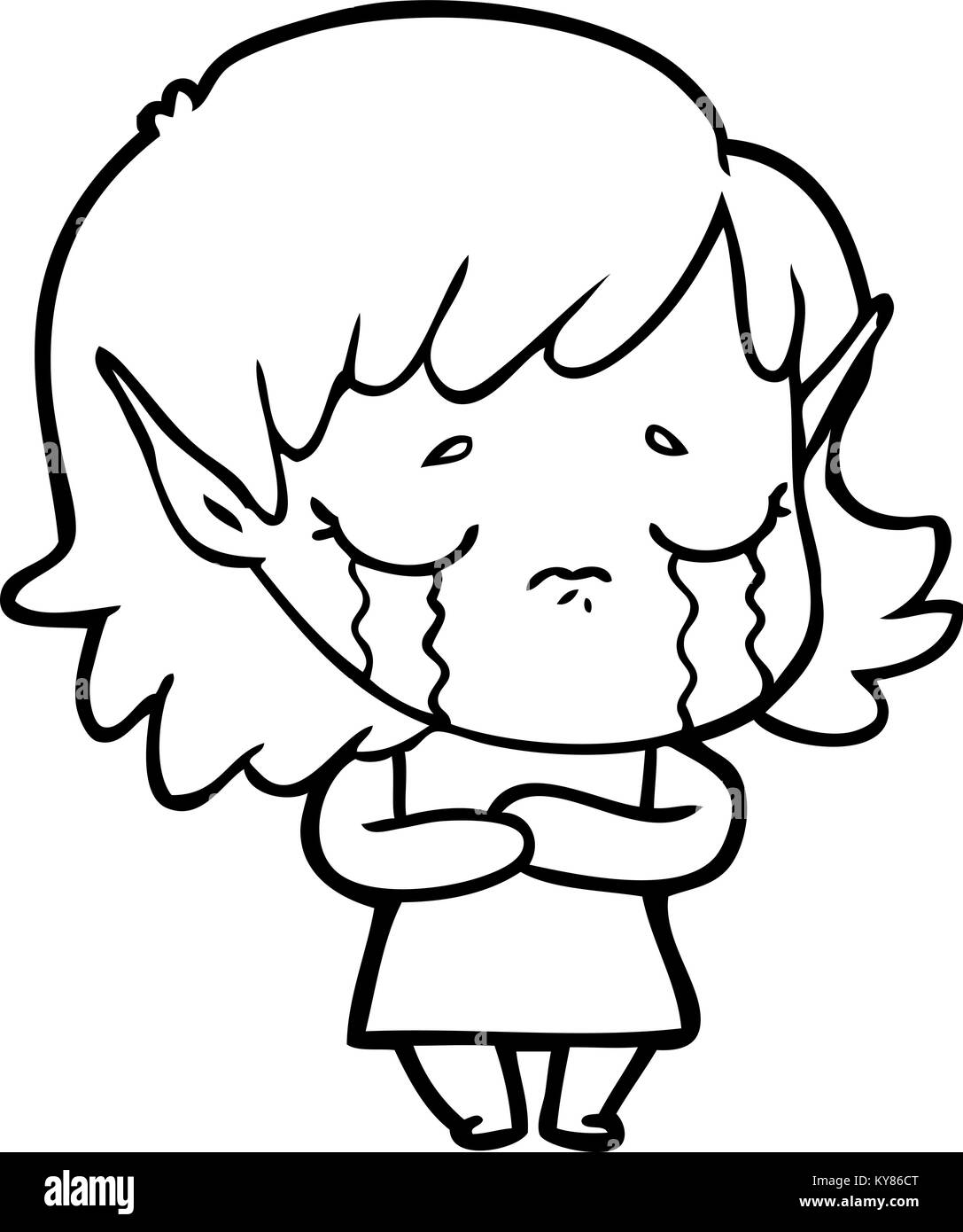 cartoon crying elf girl Stock Vector Image & Art - Alamy