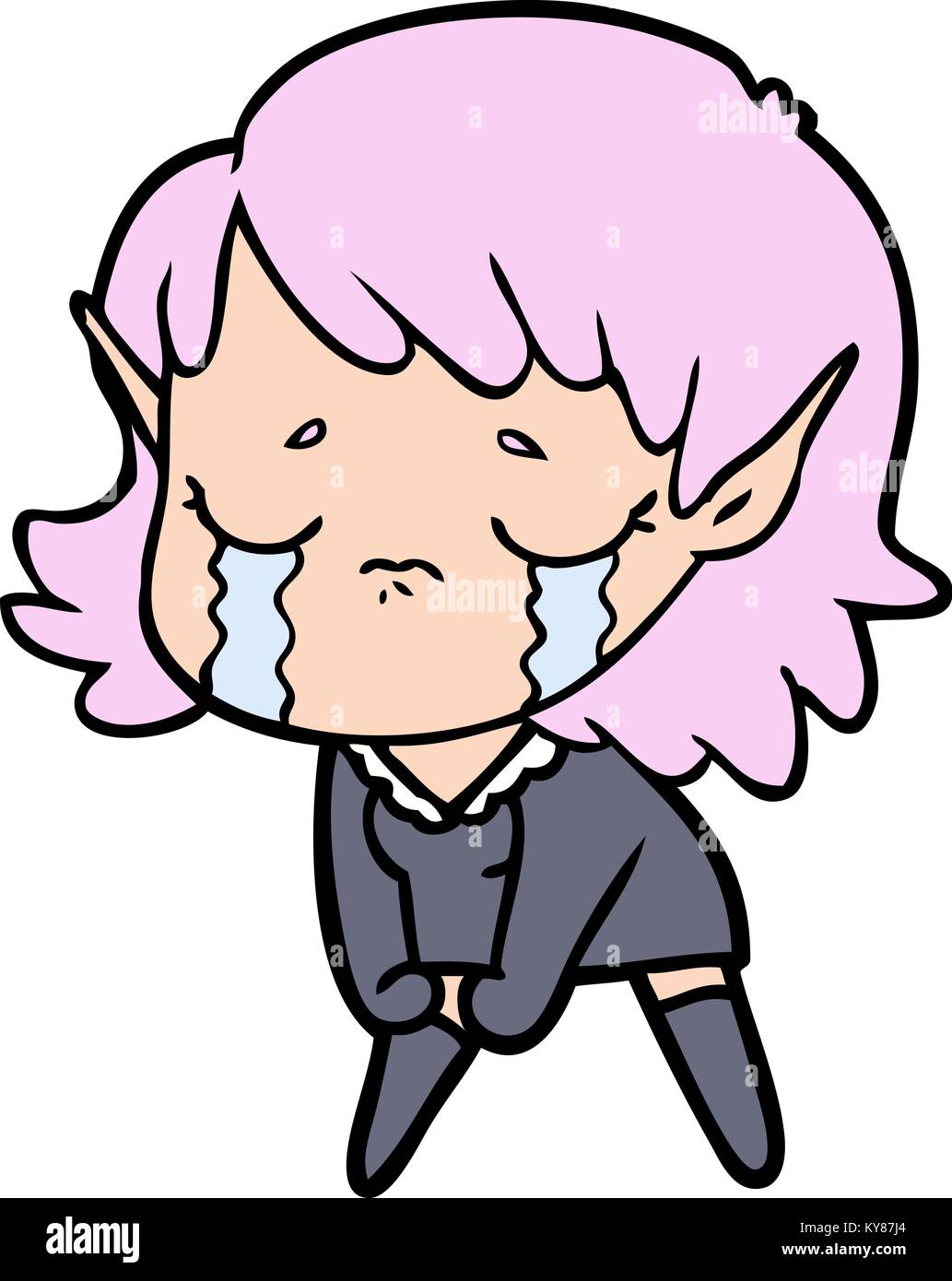 cartoon crying elf girl Stock Vector Image & Art - Alamy